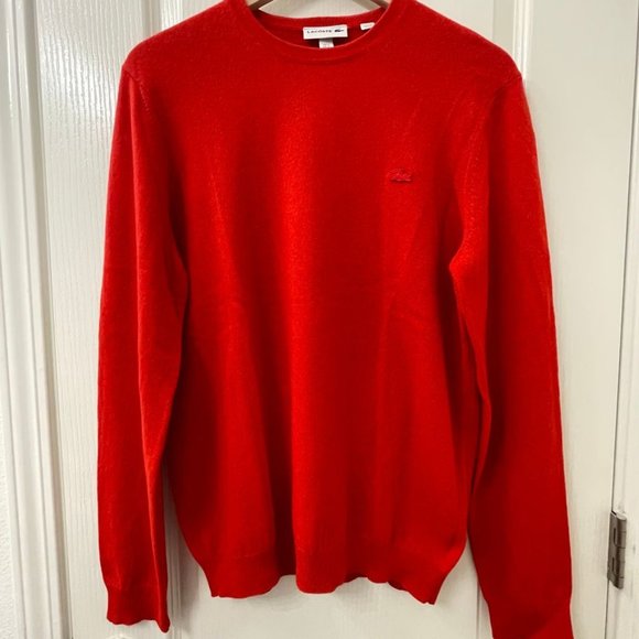 Lacoste | Sweaters | Lacoste Mens Cashmere Crew Neck Red Sweater New ...